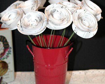Music paper flowers | Etsy