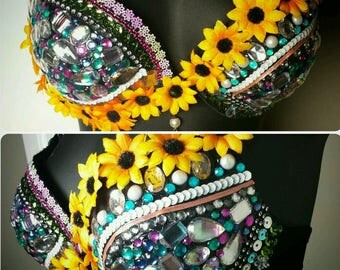 White Rhinestone Rave Bra Rhinestone Bra Bridal Lingerie