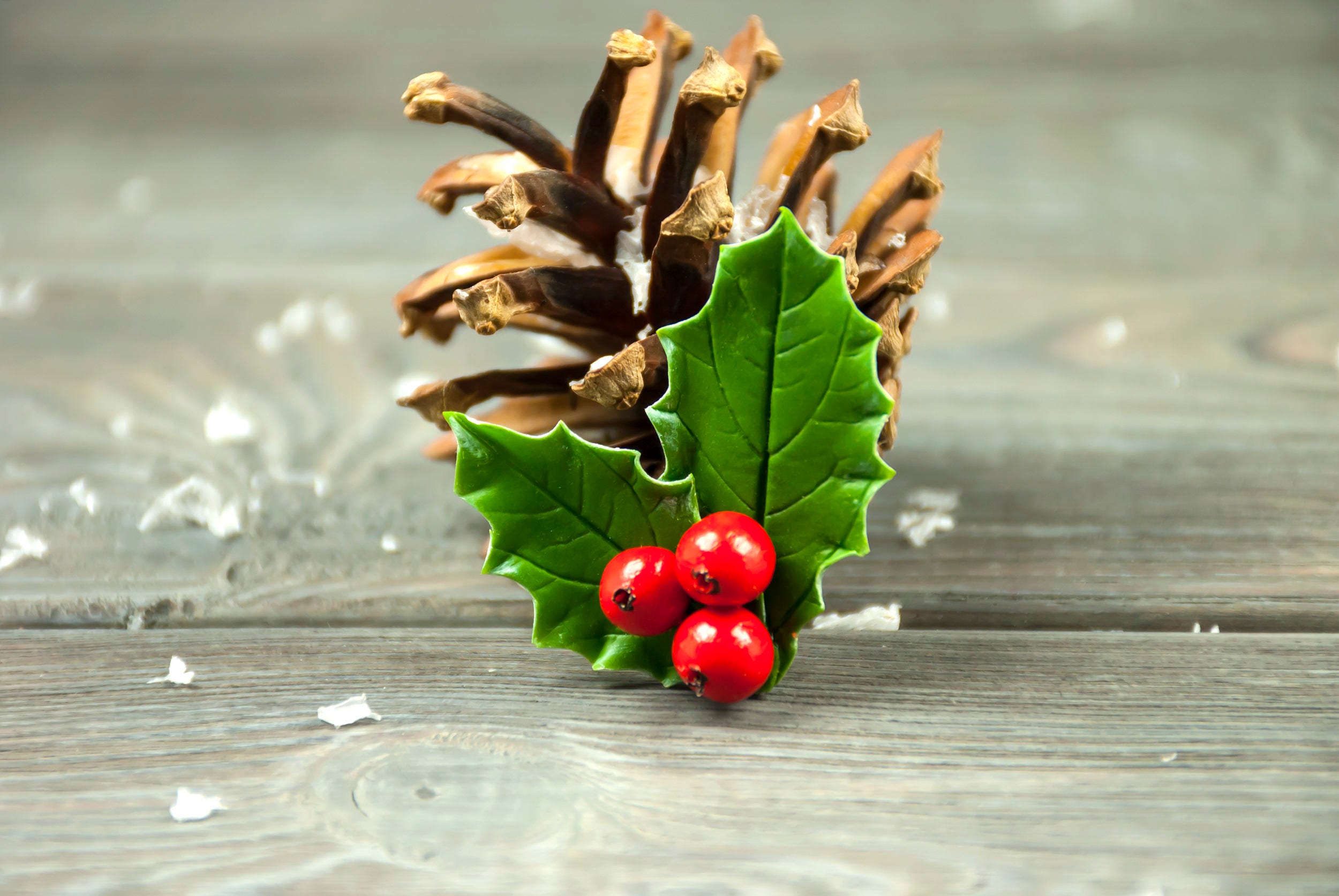 Holly brooch pin Holly berries Xmas accessories Christmas gift