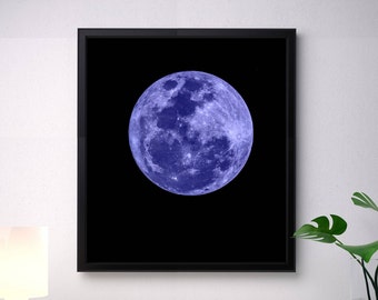 Blue moon print | Etsy