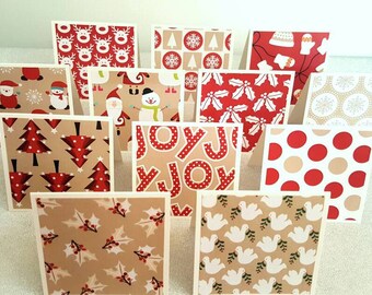 Mini Christmas Note Cards Set of 4 Season's Greetings