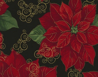 Poinsettia fabric | Etsy