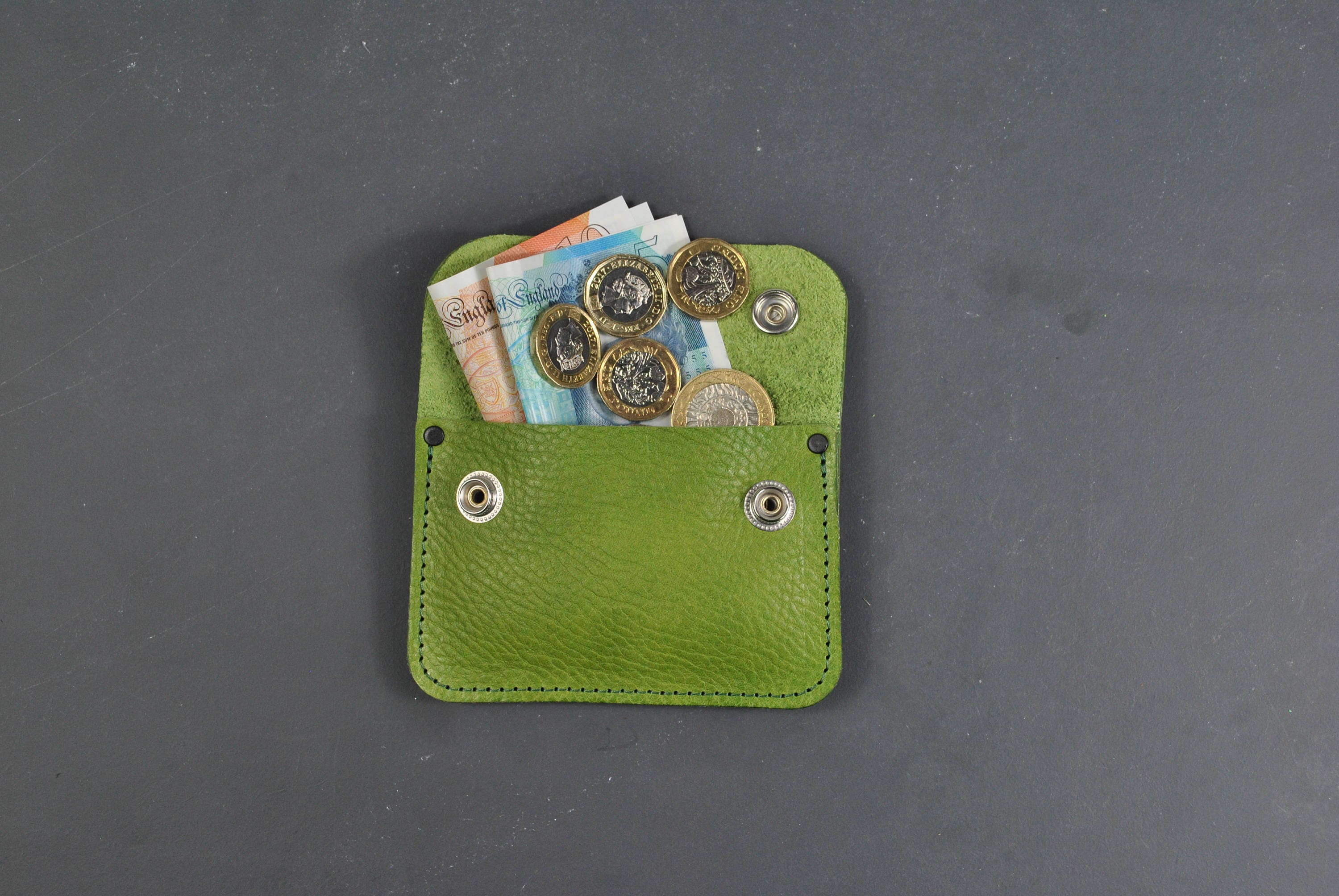 Leather Money Pouch Italian Leather Money Purse Green