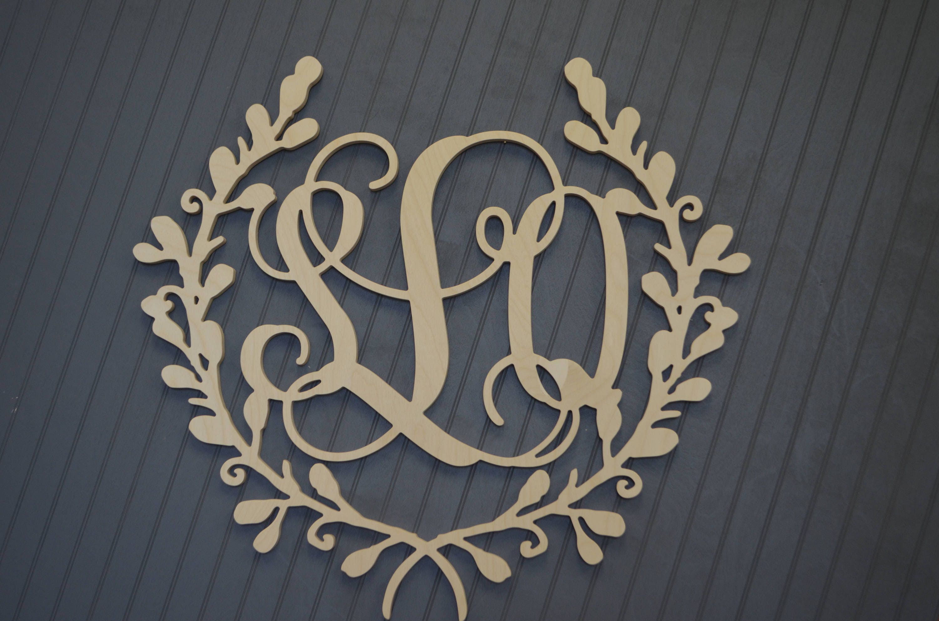 Leaf Monogram Leaf Border with Initials Leaf Border Wreath