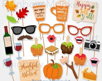 Printable Thanksgiving Photo Booth Props Instant Download