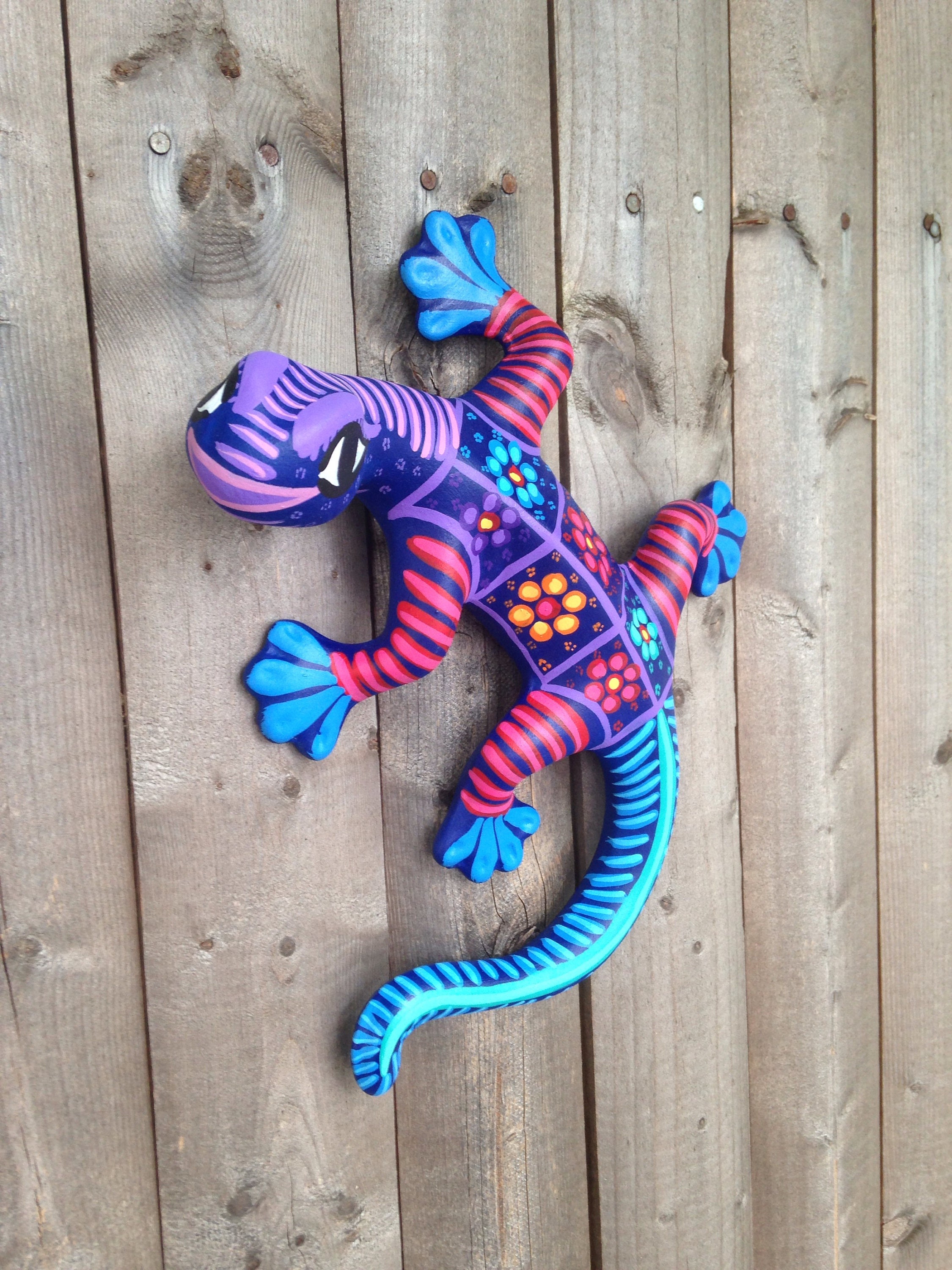 Crawling Floral Lizard Mexican Folk Art Home Decor