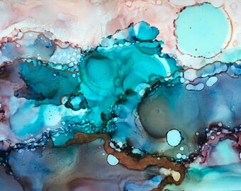 medium abstract alcohol ink painting colorful one of a kind
