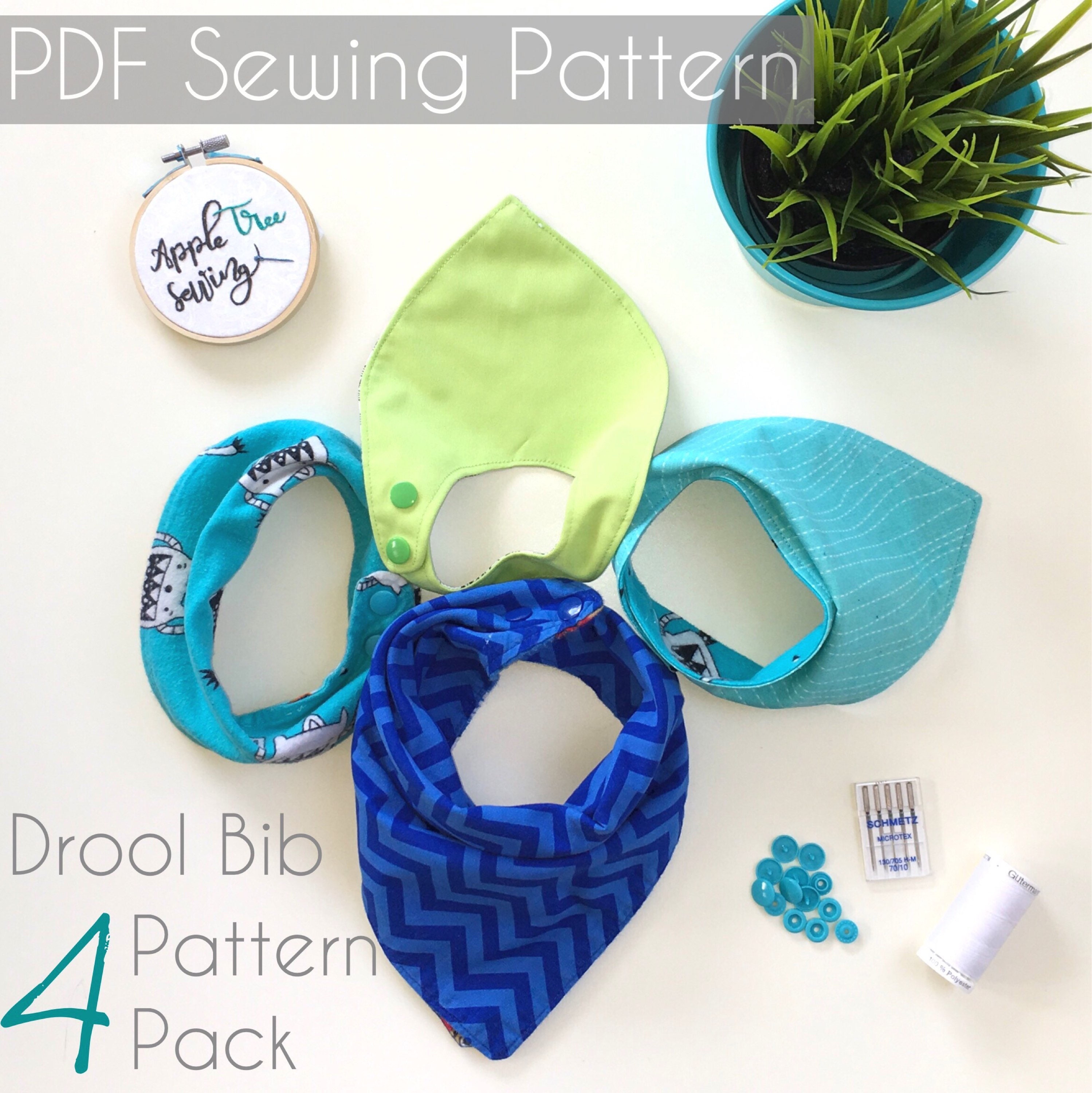 Apple Tree Drool Bibs 4 Pattern Pack PDF Download