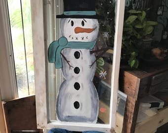 Snowman for your window hand painting snowman