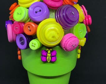 Flower pot buttons | Etsy