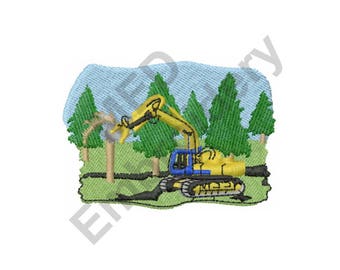 Excavator embroidery | Etsy