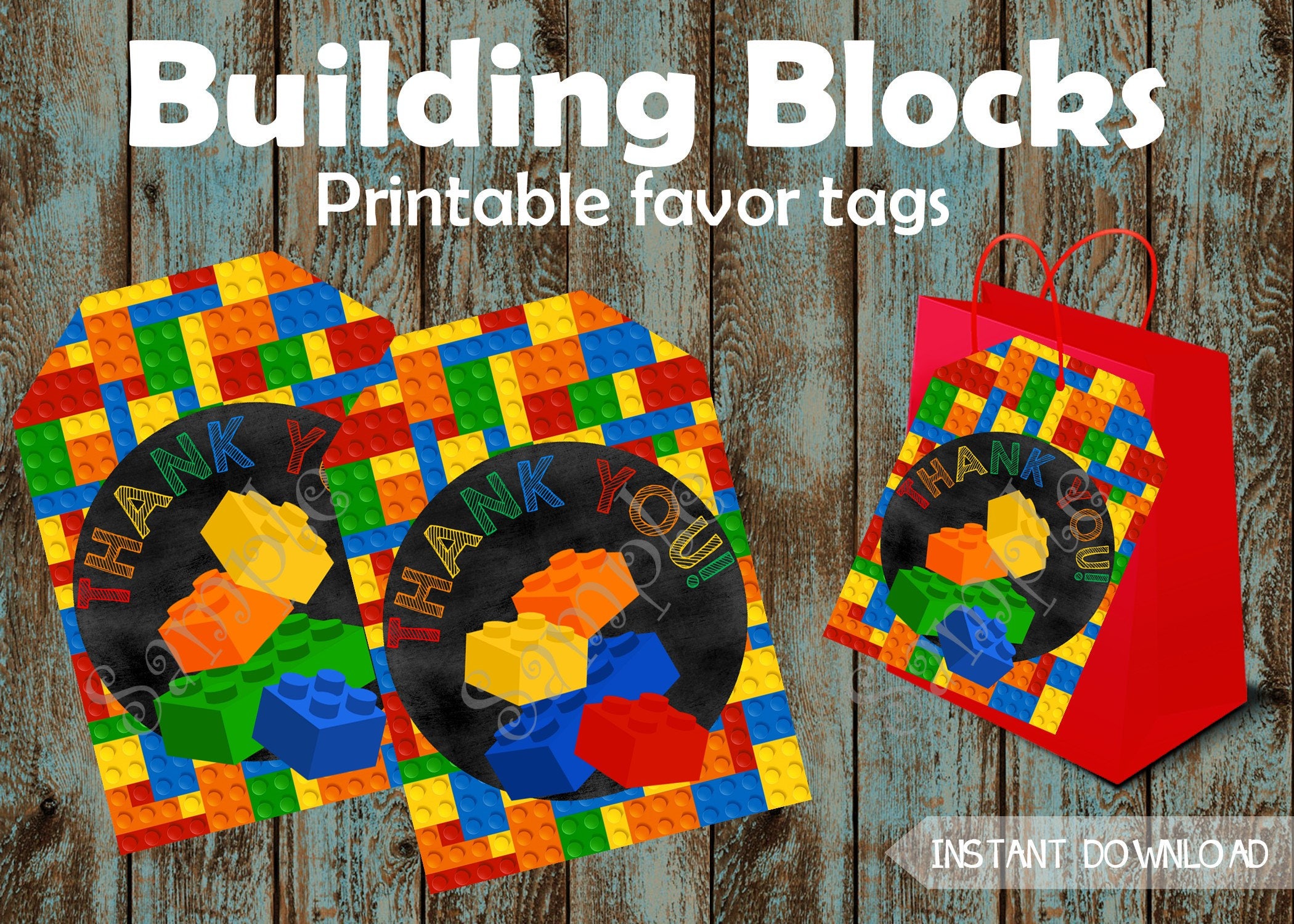 Building Blocks Favor Tags Building Blocks Gift Tags