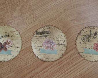 100 Scalloped Tags CHOOSE SIZE & COLORS. Wedding Favor