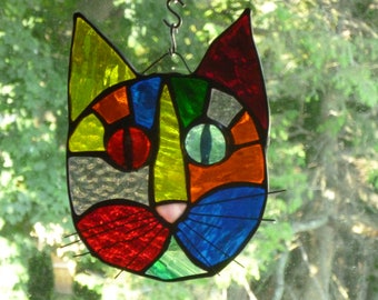 Cat stained glass | Etsy