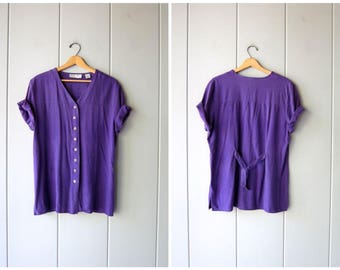 Purple silk blouse | Etsy