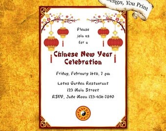 Chinese party invite | Etsy