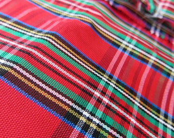 Red plaid fabric | Etsy
