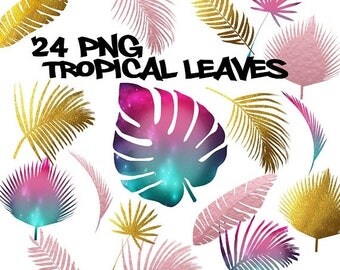 Gold Foil Leaves clipart Palm Leaves clip art Gold leaf