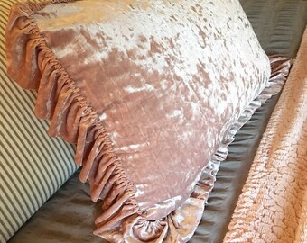 Velvet ruffle pillow | Etsy