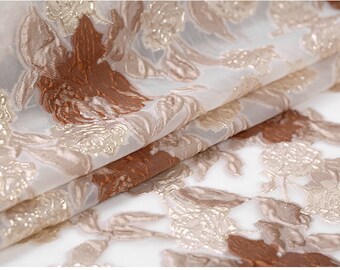 Gold floral fabric | Etsy