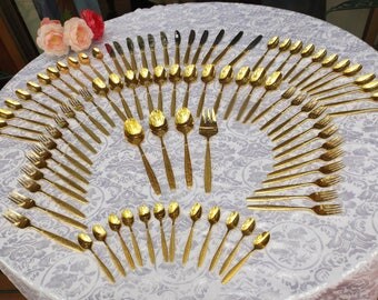 Gold plated flatware | Etsy