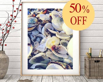 Seashell art coastal wall art pink beach decor seashell