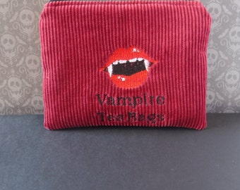 Vampire Tea Bags Tampon & Maxi Pad Bag Zippered Fabric Purse