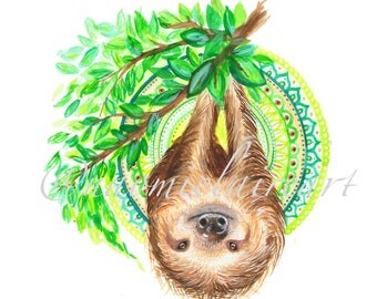 Sloth watercolor | Etsy