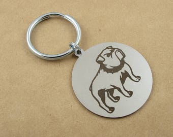 Bulldog key ring | Etsy