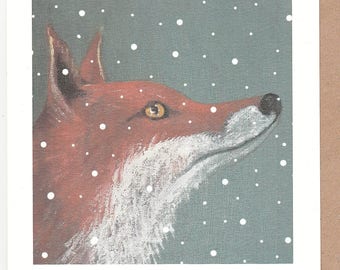 Fox christmas card | Etsy