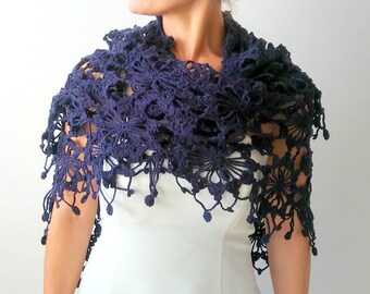 Navy blue shawl | Etsy