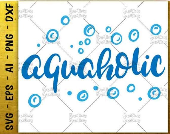Aquaholic Svg Bubbles Bech life gift hand drawn decal print