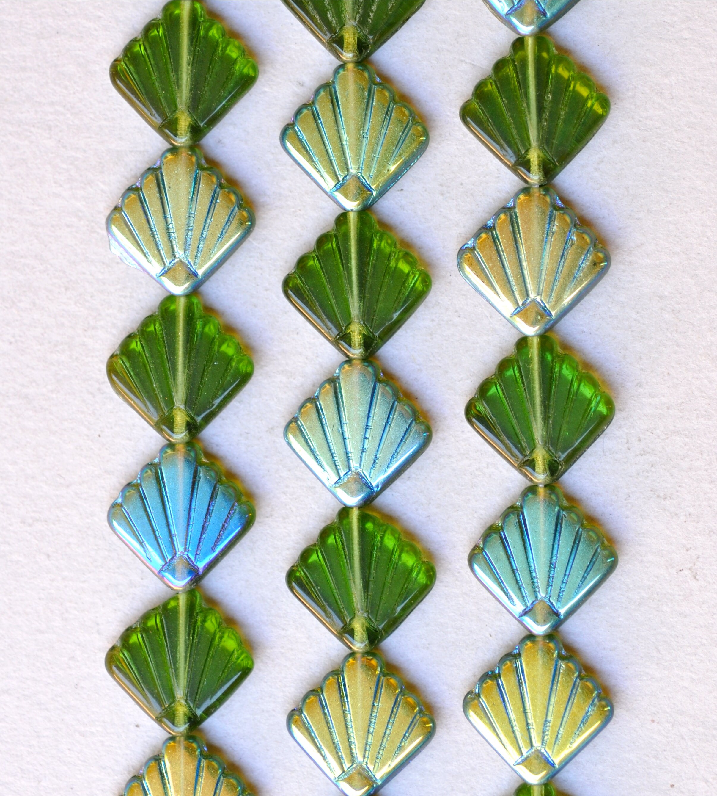 Flat Shell Fan Bead Czech Glass Shell Beads 17mm x 17mm