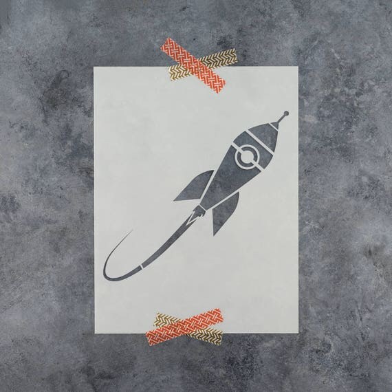 Rocket Ship Stencil Reusable Craft Stencil of a Rocket Ship