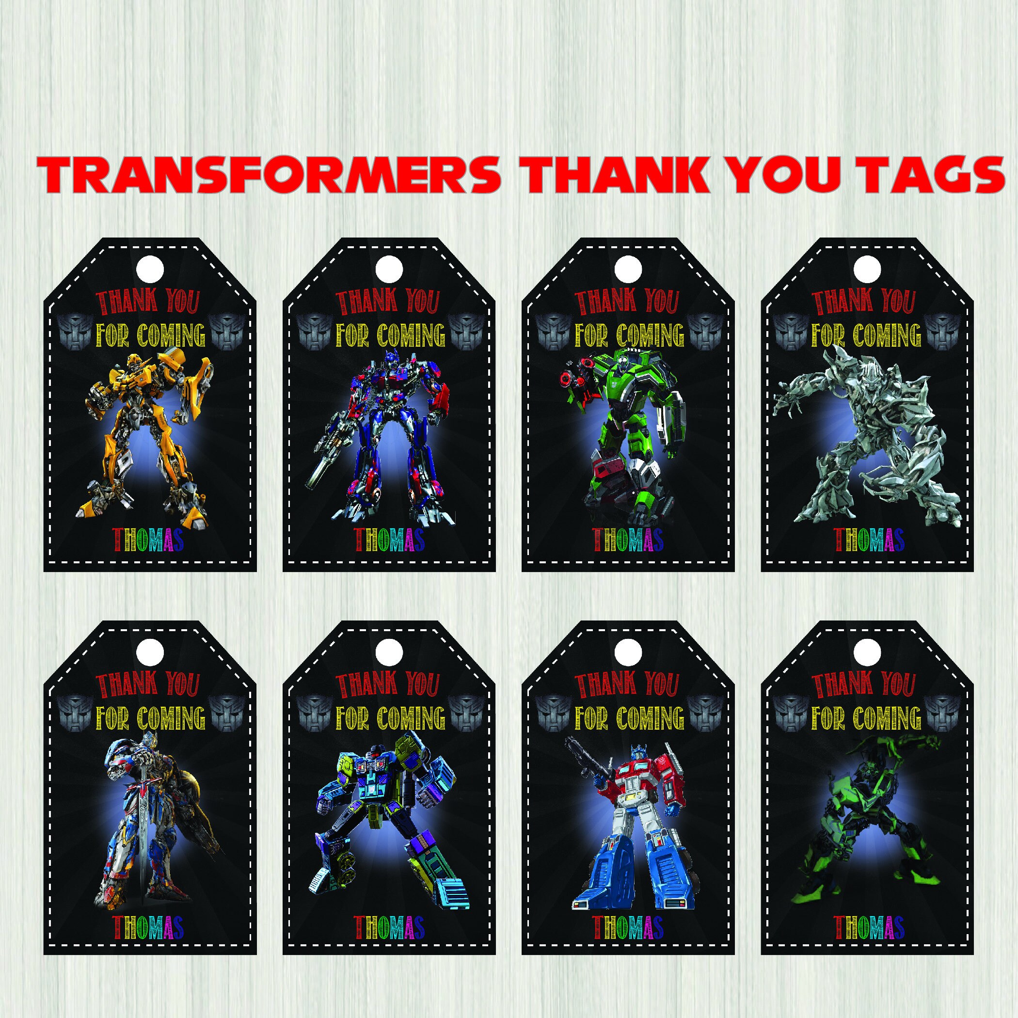 Transformers Thank You Tags Printable Transformers Party