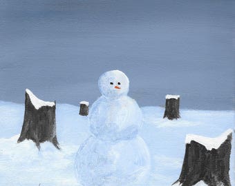 Snowman painting | Etsy