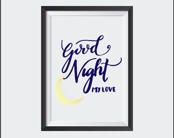 Bon soir mon amour Inspirational Art Print. Good night my love