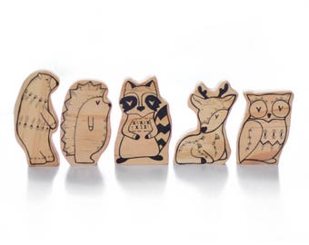 Wooden block animals | Etsy