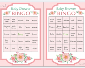 Floral Baby Shower Bingo Cards Printable Blank Bingo Cards