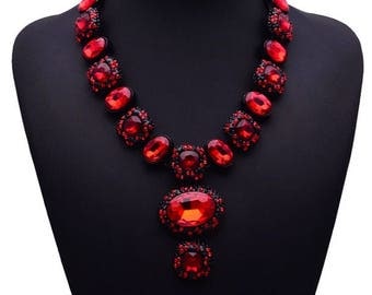Red gem necklace | Etsy