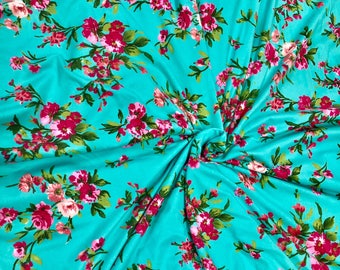 Floral knit fabric | Etsy