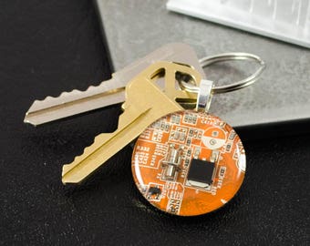 Circuit Board Keychain CHOOSE COLOR Computer Key Fob Geek