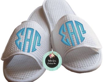 Monogram slippers | Etsy