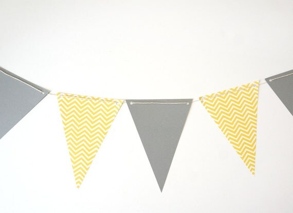 Yellow Chevron and Gray banner/bunting/flags
