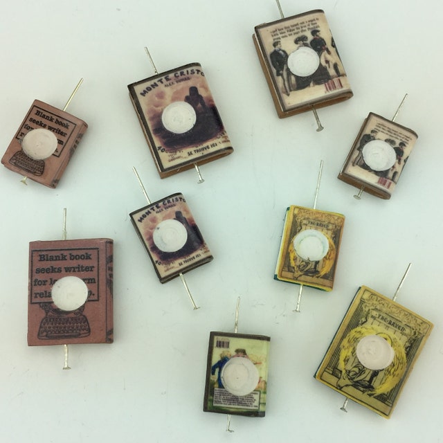 Mini Book Charms from Clay and Book-themed by TheLiteraryCharm