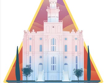 LDS Temple Print St. George Utah Temple Watercolor temple