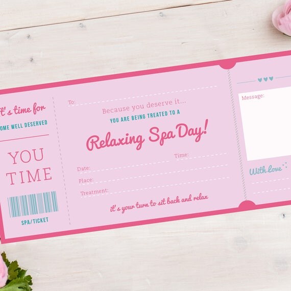 Personalised Spa Day Treatment Ticket Gift