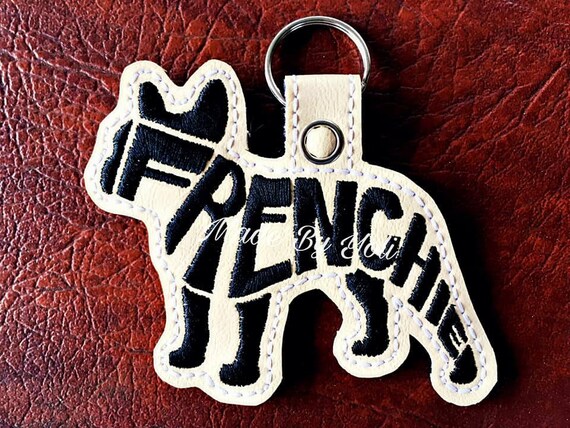 Embroidery Design Digitized Frenchie Text Fill Keychain 4 x 4