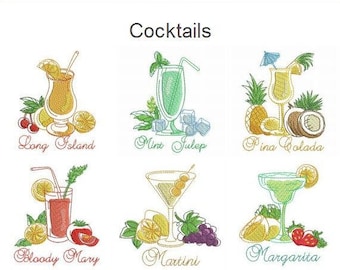 Cocktail embroidery | Etsy