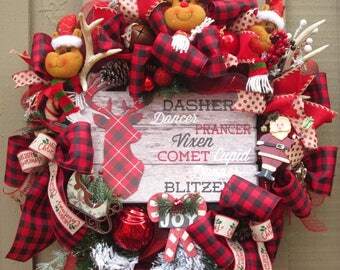 Reindeer wreath | Etsy